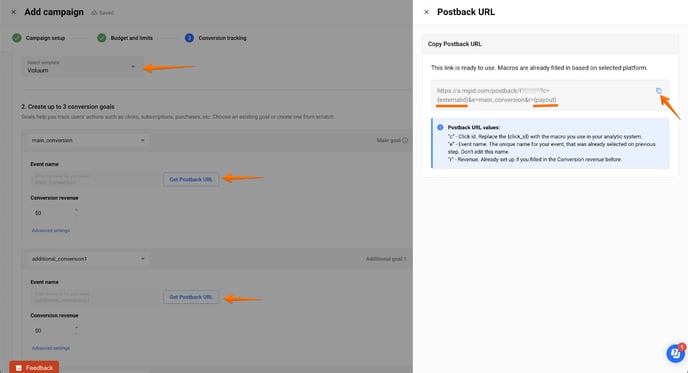 Postback Setup in MGID Ads